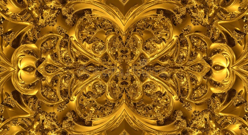 Intricate Golden Abstract Design Featuring Symmetrical Patterns and ...
