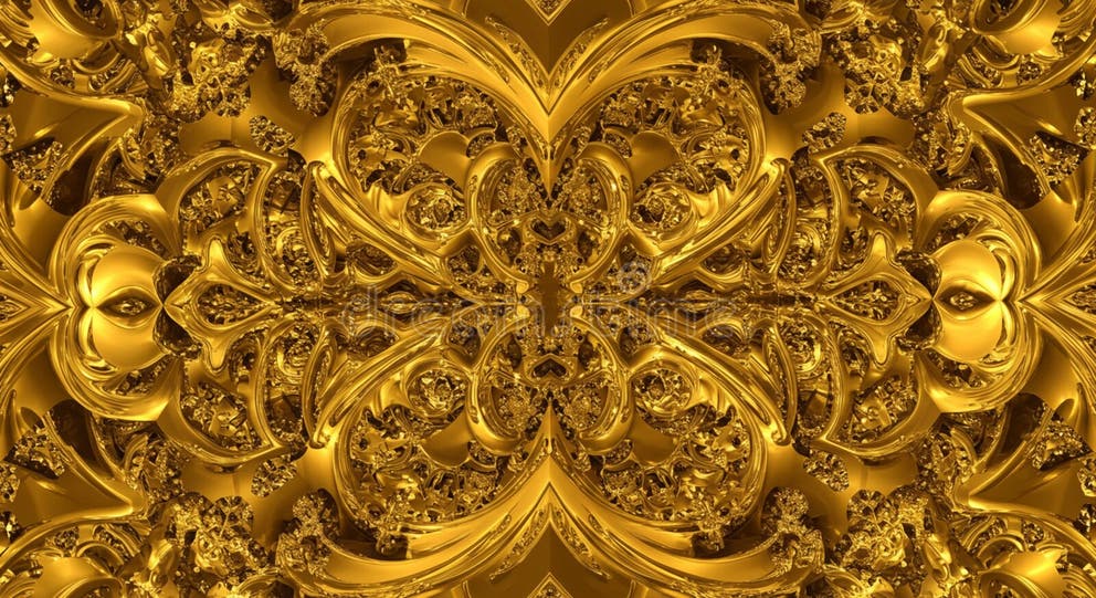 Intricate Golden Abstract Design Featuring Symmetrical Patterns and ...