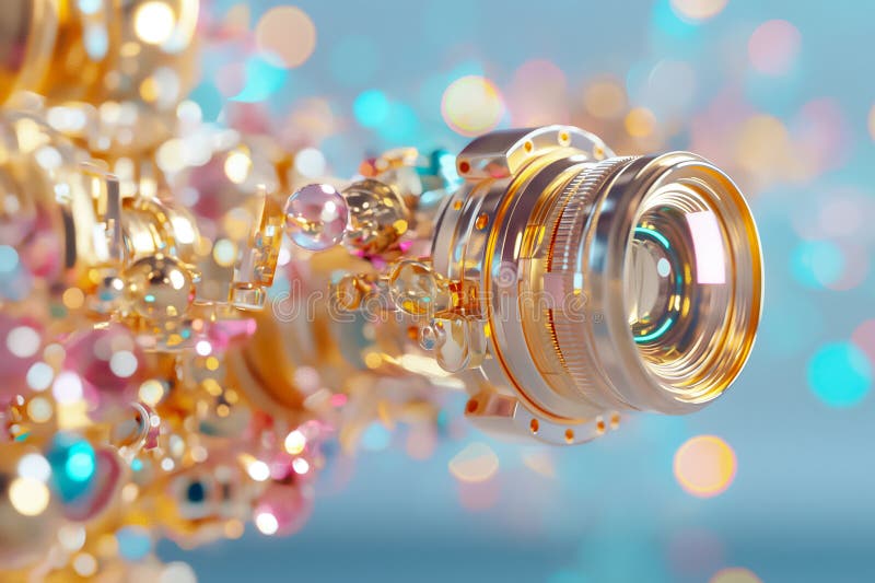 An Intricate Golden Camera with a Stunning Bokeh Background, Perfectly ...