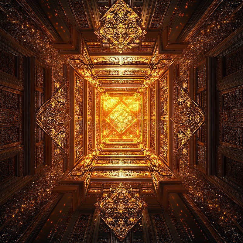 Intricate Golden Ceiling Design with Geometric Patterns. Stock ...