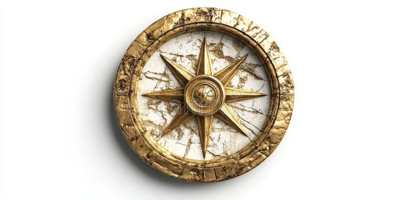 An Intricate Golden Compass Rose Pattern on a Textured Surface ...