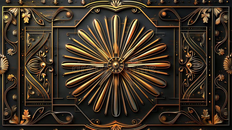 Intricate Golden Design with Floral Motifs and Geometric Patterns Stock ...