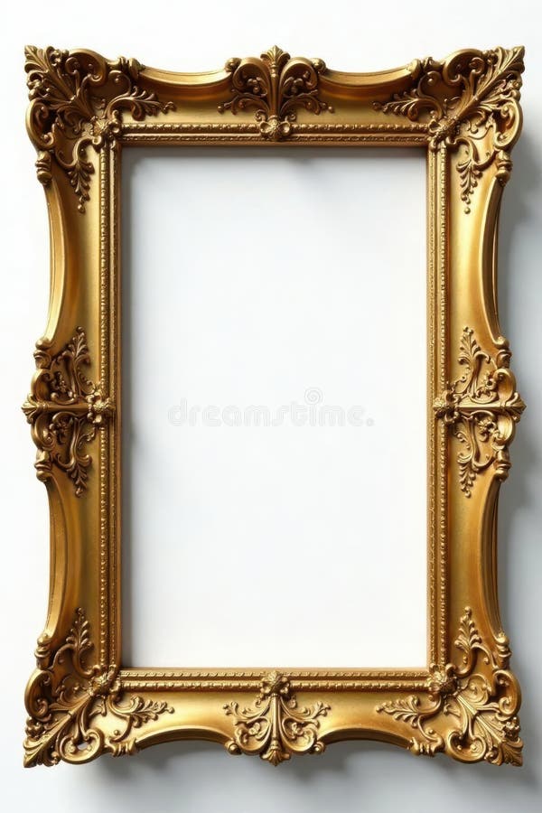 Intricate Golden Frame, Aged Look, White Backdrop , Vintage, Intricate ...