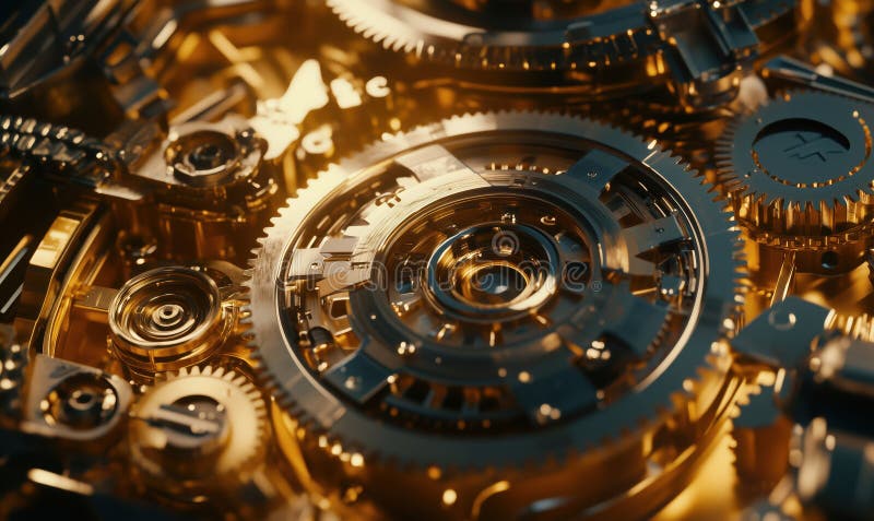 Intricate Golden Gears and Clockwork Mechanisms Showcasing Precision ...