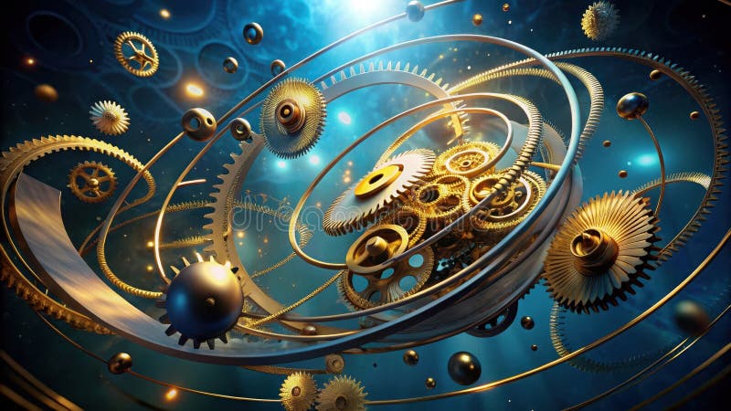 Intricate Golden Gears Orbiting in a Cosmic Dance of Precision and Time ...