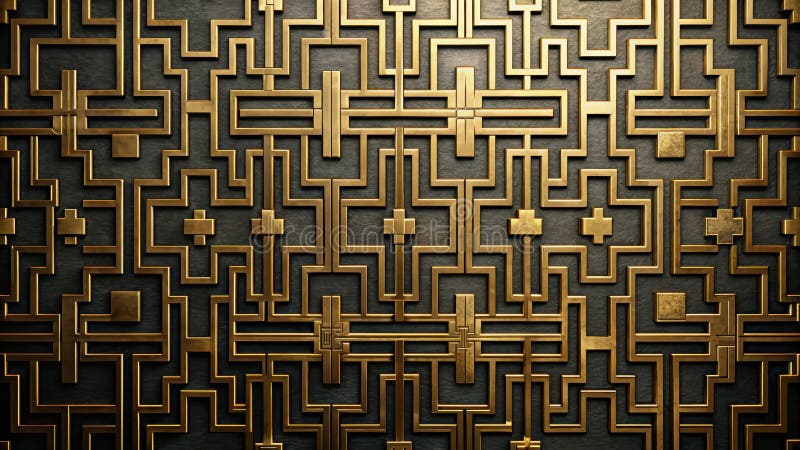 Intricate Golden Maze Pattern on Dark Background, a Luxurious ...