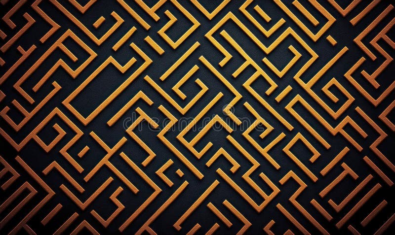 Intricate Golden Maze Pattern Over a Textured Dark Background Creates a ...