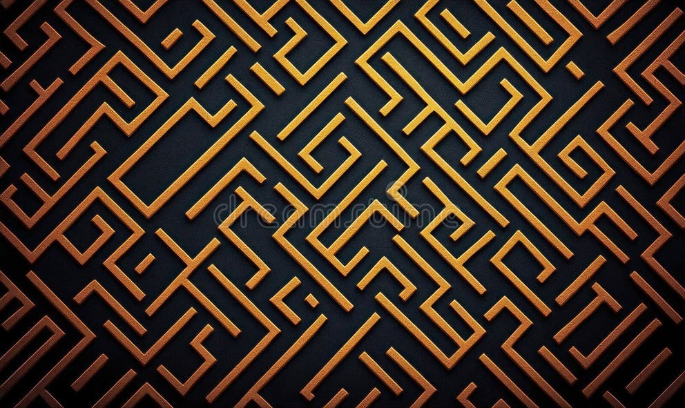 Intricate Golden Maze Pattern Over a Textured Dark Background Creates a ...
