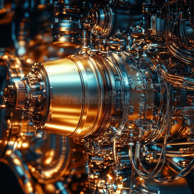 Intricate Golden Mechanical Structures with Bright Reflections Stock ...