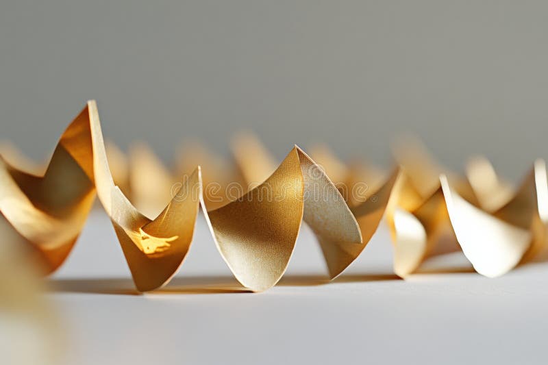 Intricate Golden Paper Curls Arranged in a Wave Pattern, Showcasing ...