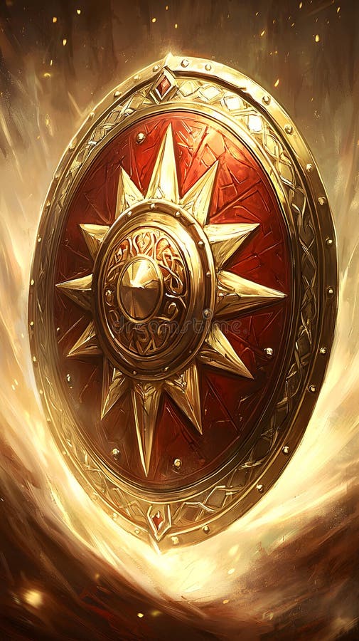 Intricate Golden Shield on Display Stock Illustration - Illustration of ...