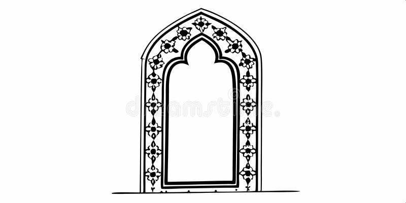 Intricate Gothic Arch with Ornamental Floral Patterns on White ...