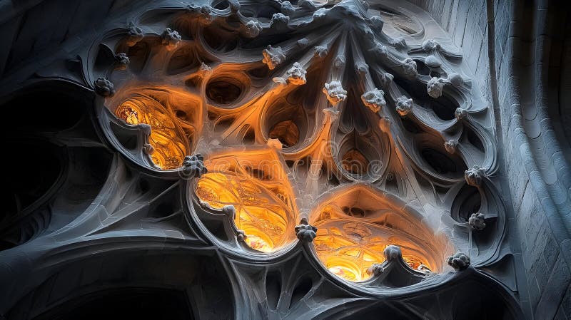 Intricate Gothic Architecture Featuring Ornate Stonework and Glowing ...