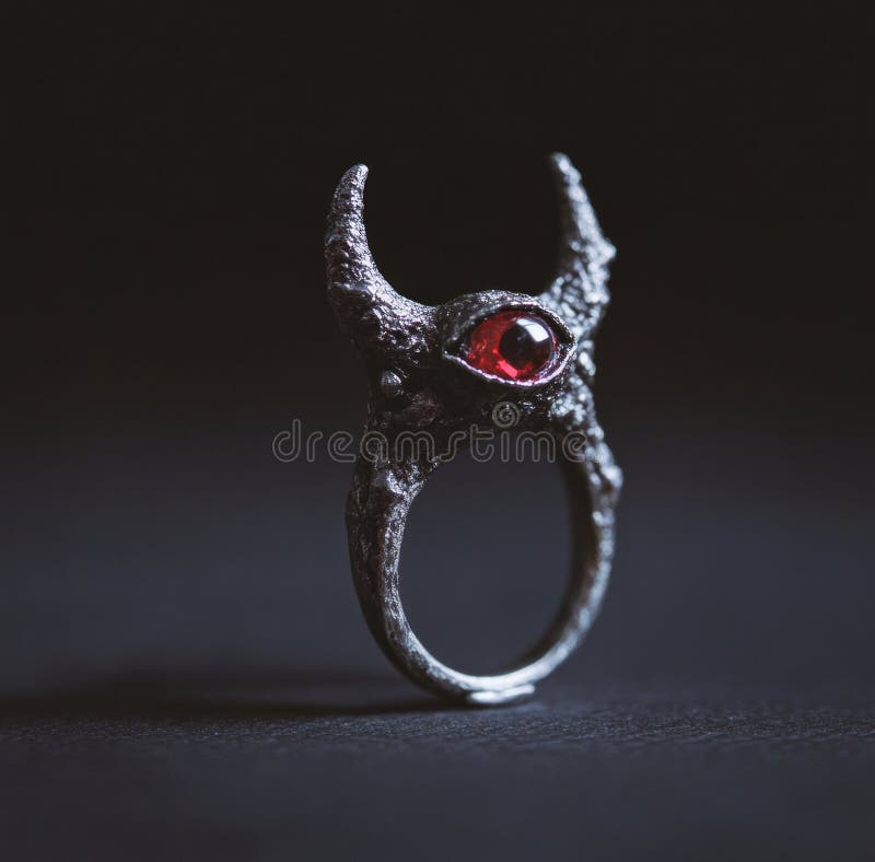 Intricate Gothic Ring with Red Gemstone on Dark Background Stock Image ...
