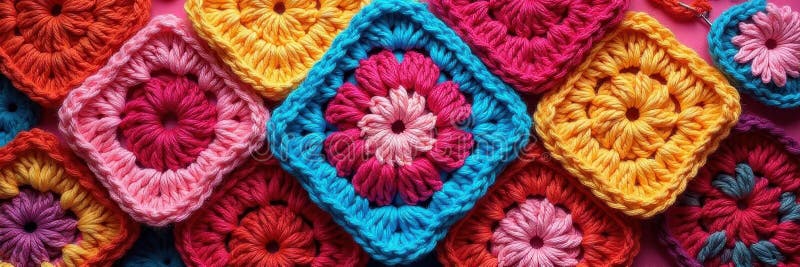 Intricate Granny Square Crochet Wallpaper Design , Square Pattern ...