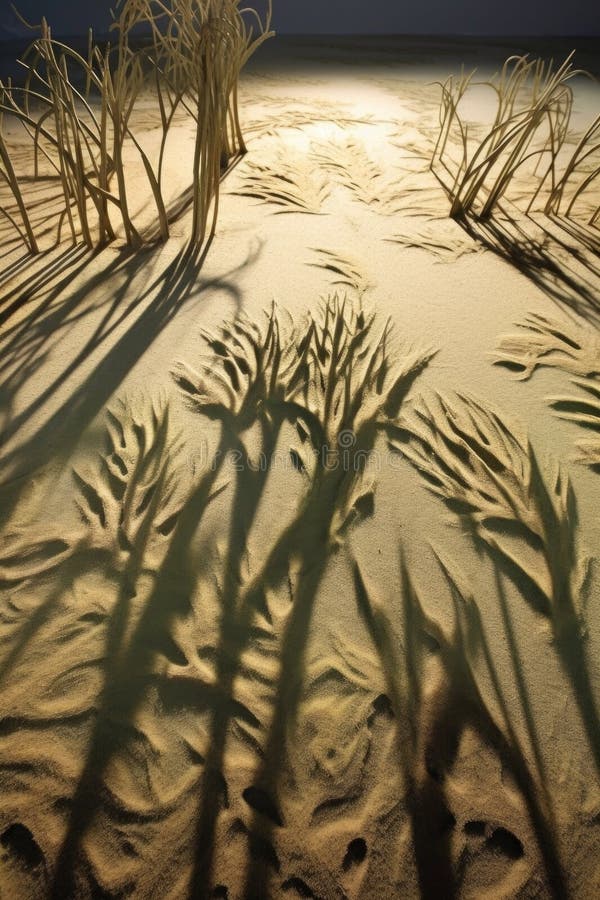 Intricate Grass Shadows Cast on a Sandy Surface Stock Illustration ...