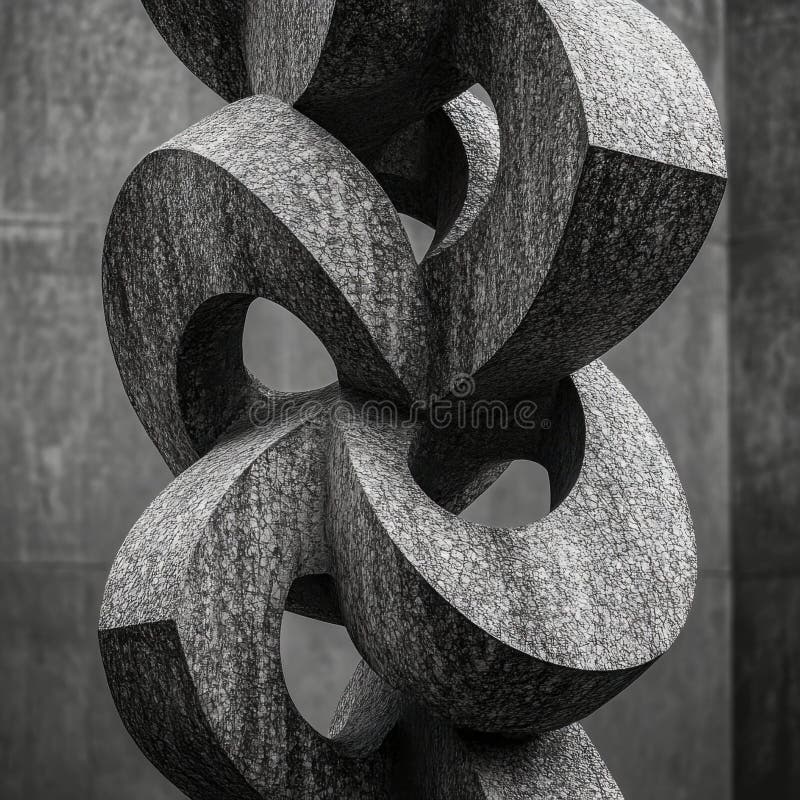Intricate Gray Stone Sculpture with Curved and Twisted Forms Stock ...