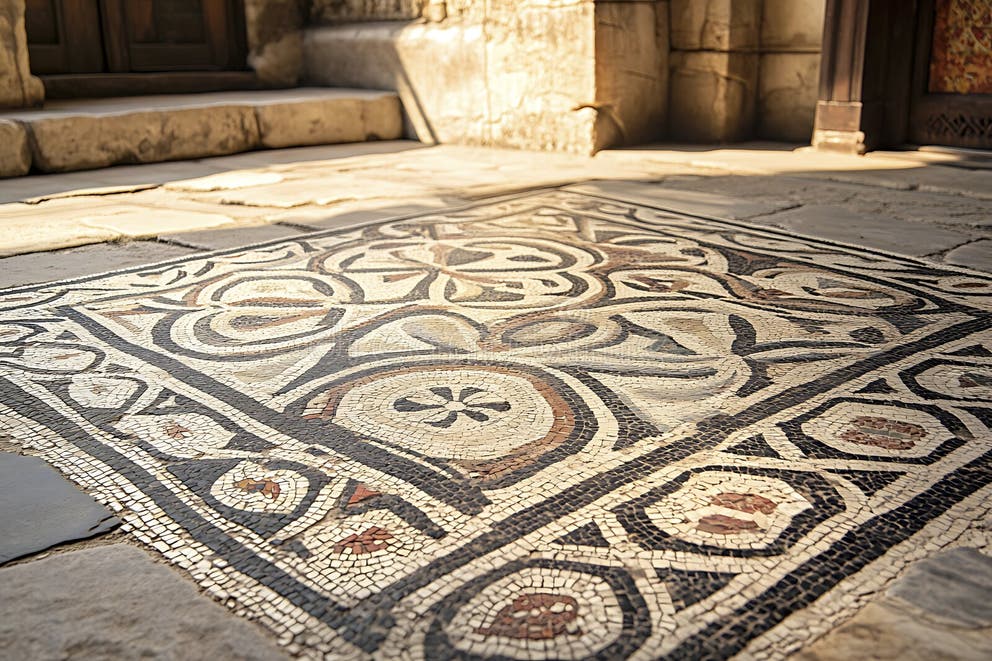 Intricate Greek Mosaic Artwork with Timeless Geometric Patterns Stock ...