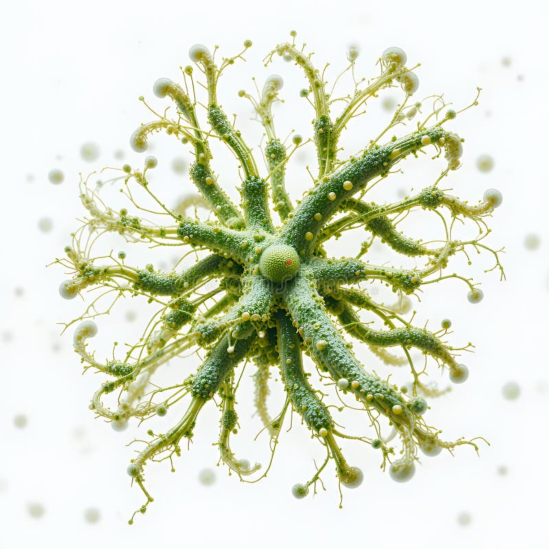 Intricate Green Cellular Structure: Microscopic View of Branching ...