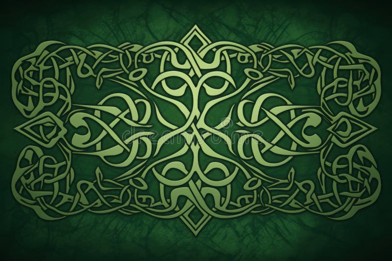 Intricate Green Celtic Knot Pattern on Textured Background Stock ...