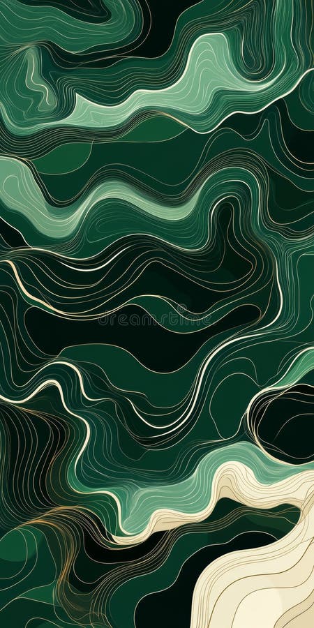 Intricate Green Contour Lines Creating an Abstract Fluid Pattern Stock ...