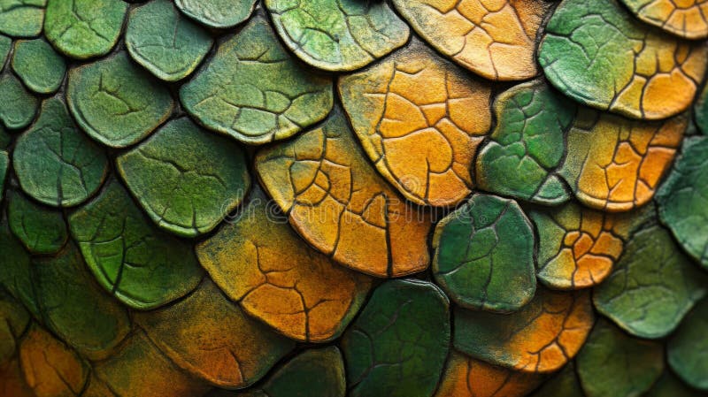 Intricate Green and Gold Scale Texture Stock Illustration ...