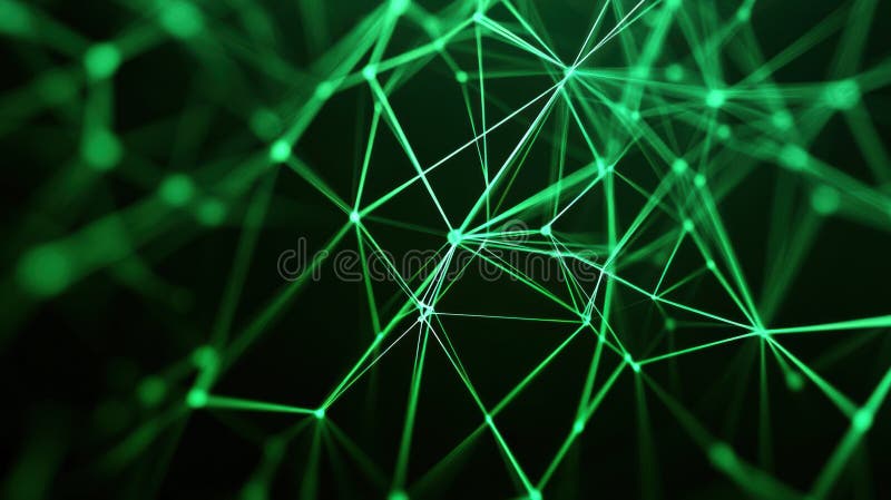 Intricate Green Network of Interconnected Lines on a Dark Background ...