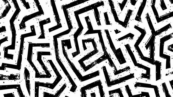 Intricate Grunge Doodle Maze Seamless Pattern Design for Creative ...