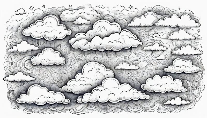 Intricate Hand-Drawn Cloud Pattern Stock Illustration - Illustration of ...