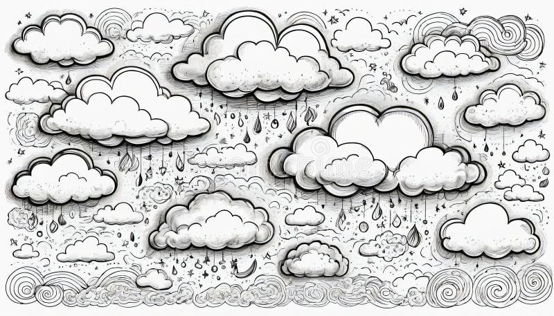 Intricate Hand-Drawn Cloud Pattern Stock Illustration - Illustration of ...