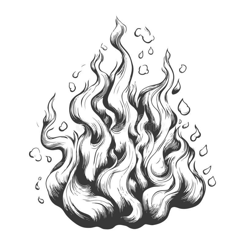 Intricate Hand-Drawn Flame Illustration, Abstract Fire Design Element ...