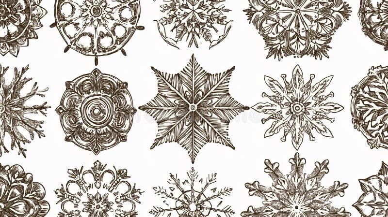 Intricate Hand Drawn Snowflakes Winter Design High Quality Image Stock ...