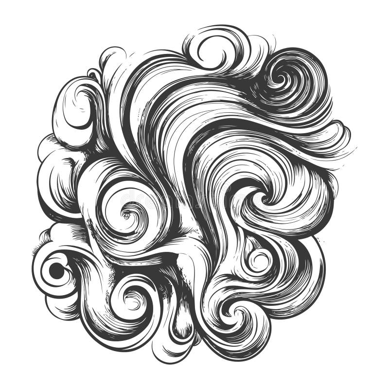 Abstract Swirling Monochrome Ink Design Elegant Whirlwind Pattern for ...