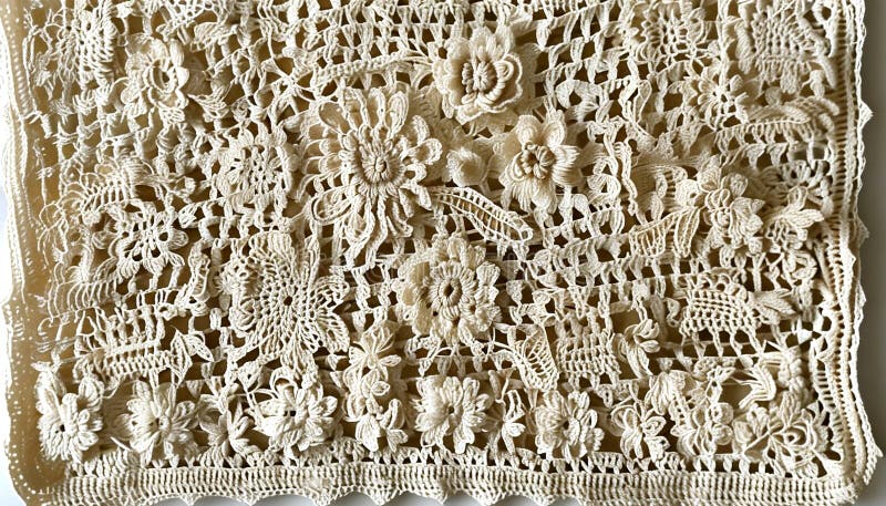 Intricate Handmade Lace Featuring Floral Patterns and Delicate Designs ...