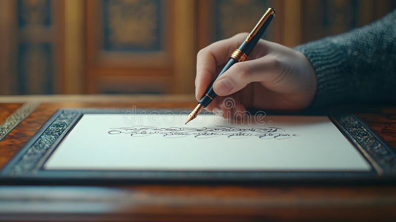 Intricate Handwriting with Ornate Calligraphy on Elegant Paper Using a ...