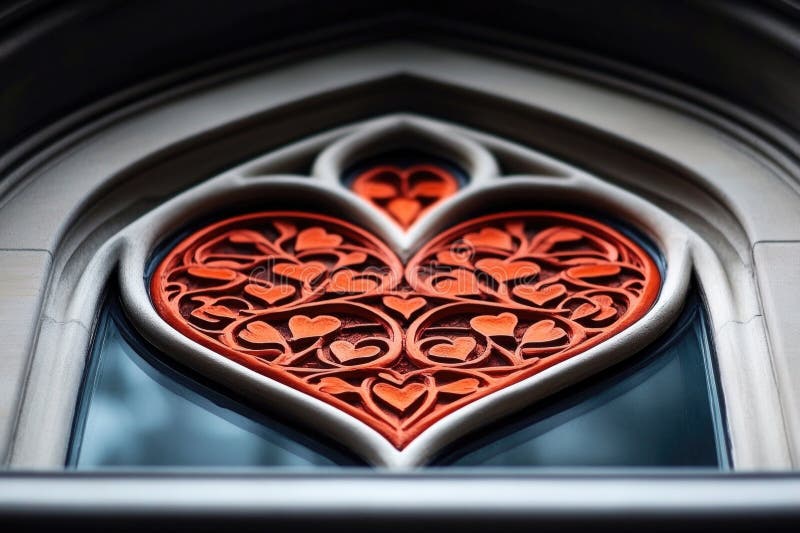 Intricate Heart Pattern in Gothic Architectural Window Design Stock ...