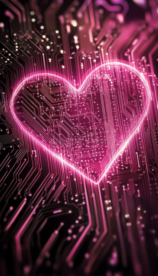 Intricate Heart Shape on Circuit Board a Fusion of Technology and Love ...