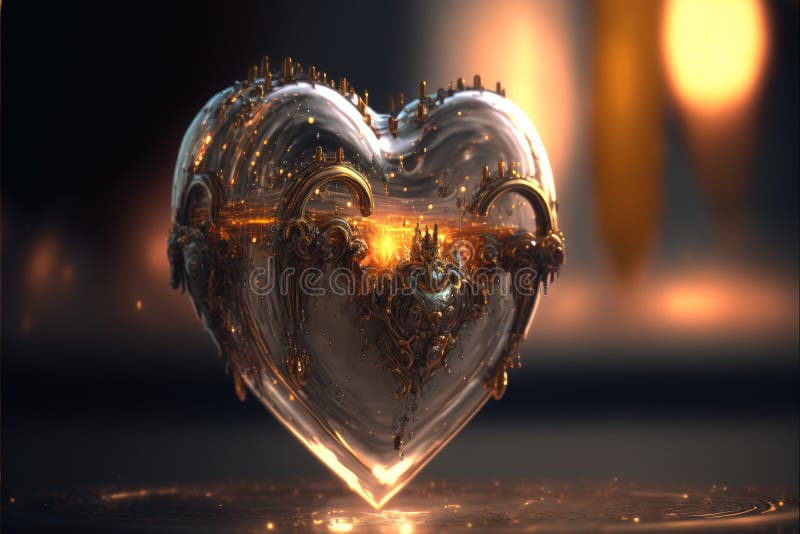 Intricate Heart Shape in Front of a Background with Glowing Lights ...