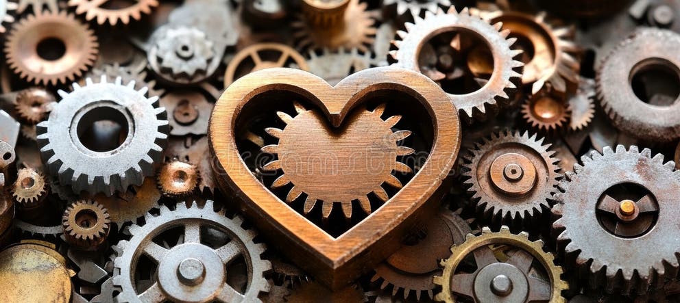 Intricate Heart Shaped Gears and Cogs Design a Symbol of Engineering ...
