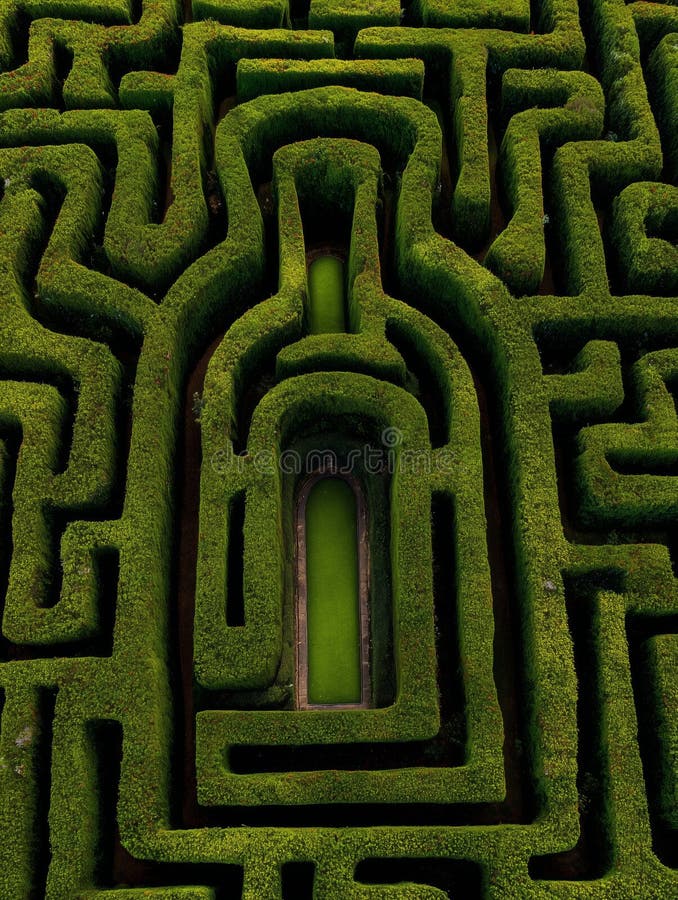 Intricate Hedge Labyrinth Inviting Exploration in a Serene Garden ...