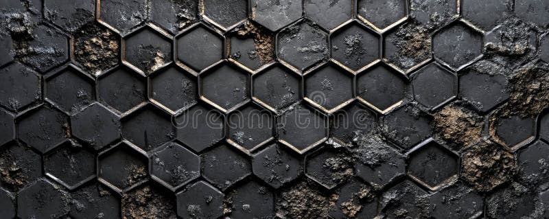 Intricate Hexagonal Mesh with Worn Textured Surface for Creative Design ...
