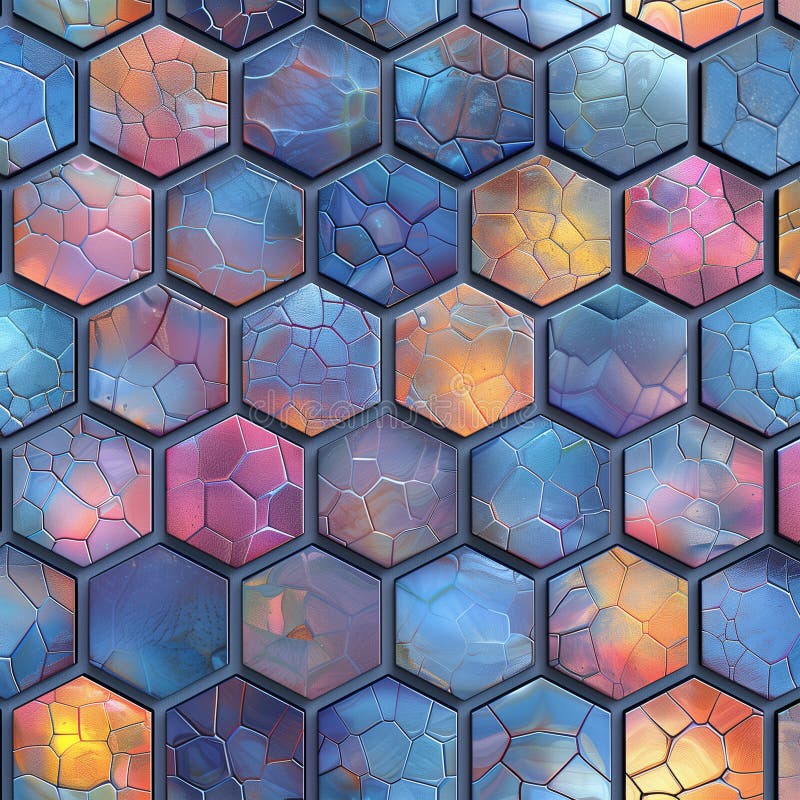 Intricate Hexagonal Mosaic Pattern with Pastel and Bold Colors in High ...