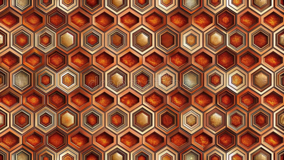 Intricate Hexagonal Pattern in Warm Metallic Hues a Seamless Texture of ...