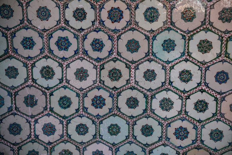 Intricate Hexagonal Tile Pattern Decorating a Ceiling Stock Photo ...