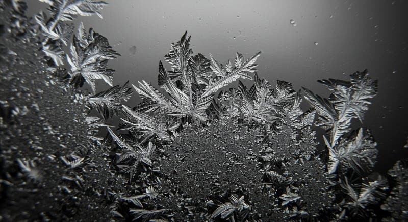 Intricate Ice Crystals Form a Complex Pattern on a Surface, Resembling ...