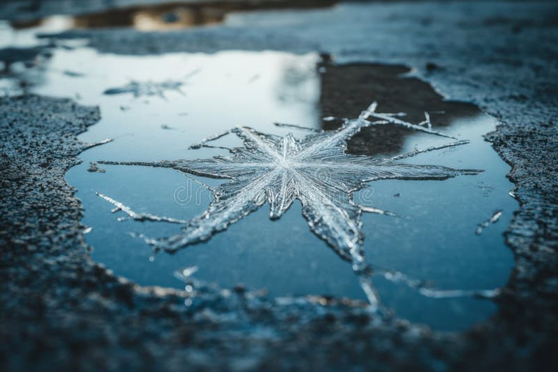 Intricate Ice Formation Reflects Winter& X27;s Beauty in a Puddle at ...