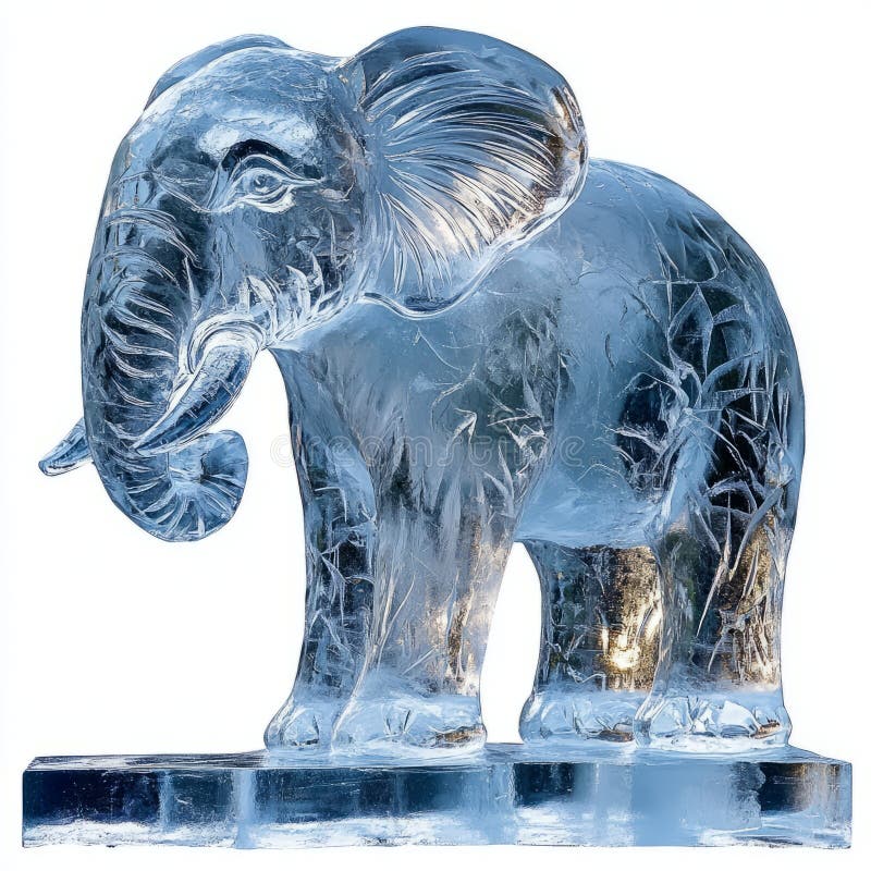 Intricate Ice Sculpture of an Elephant. Stock Illustration ...
