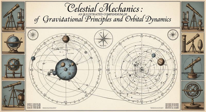 Intricate Illustration of Celestial Mechanics, Displaying Gravitational ...