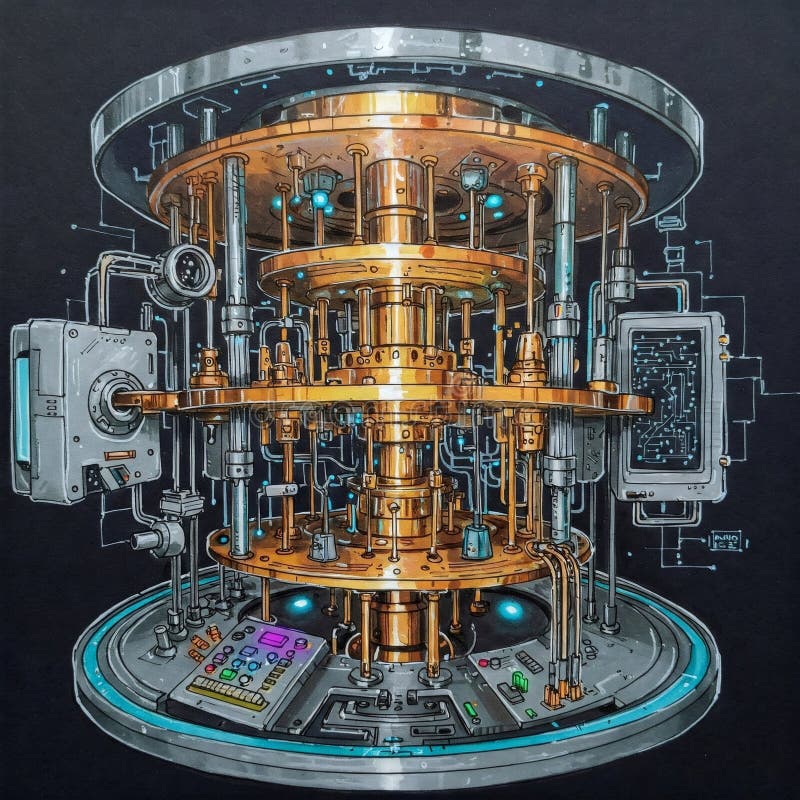 Complex Futuristic Machine with Glowing Lights and Intricate Details ...
