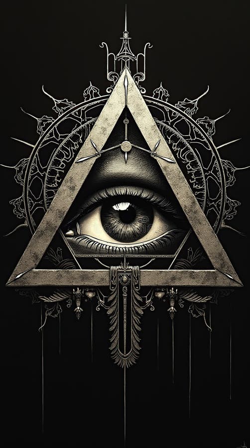 Mystical Eye within an Ornate Triangle Design Stock Illustration ...